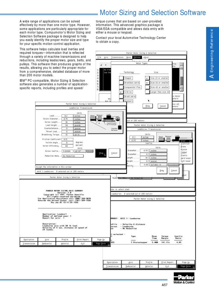 System Calculations Motor Sizing and Selection Software | PDF