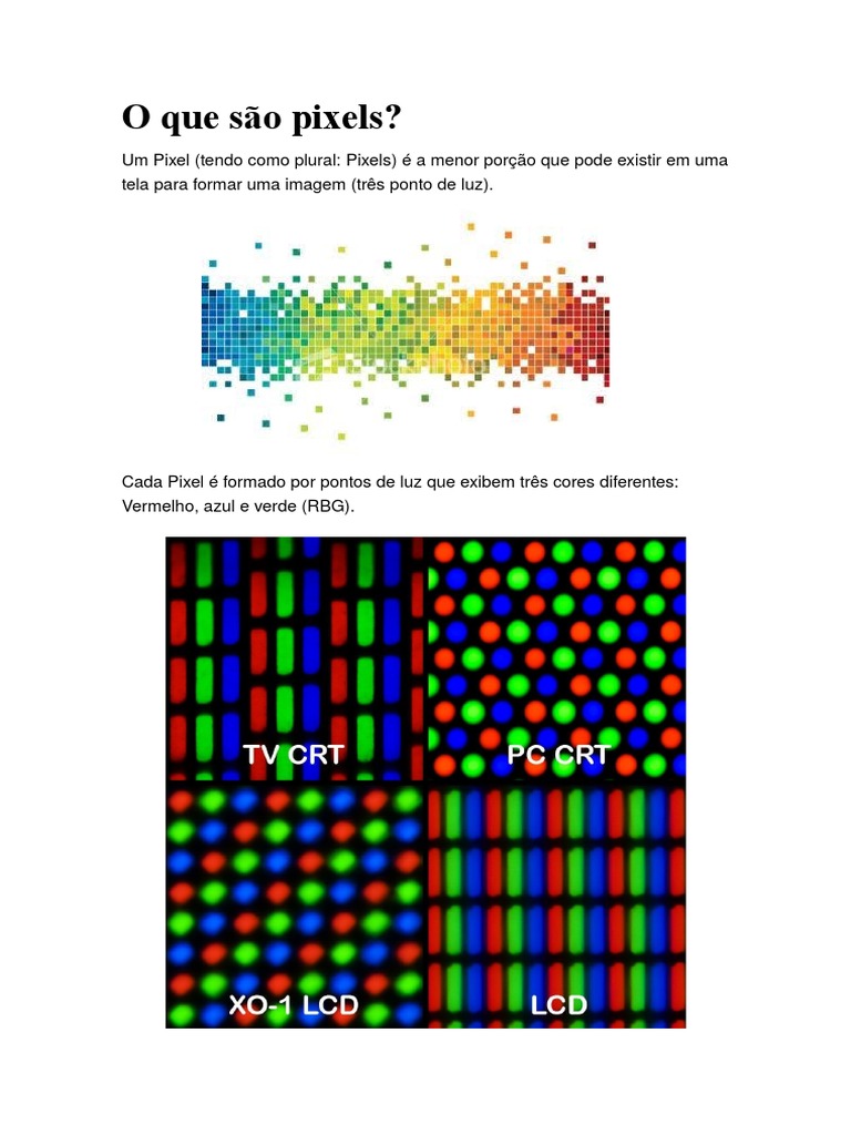 Pixels, Megapixels, Ppi, 4k, 8k, Etc... | PDF | Pixel | Resolução de imagem