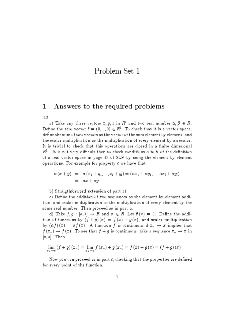 Problem Set 1: 1 Answers To The Required Problems | Download Free PDF ...