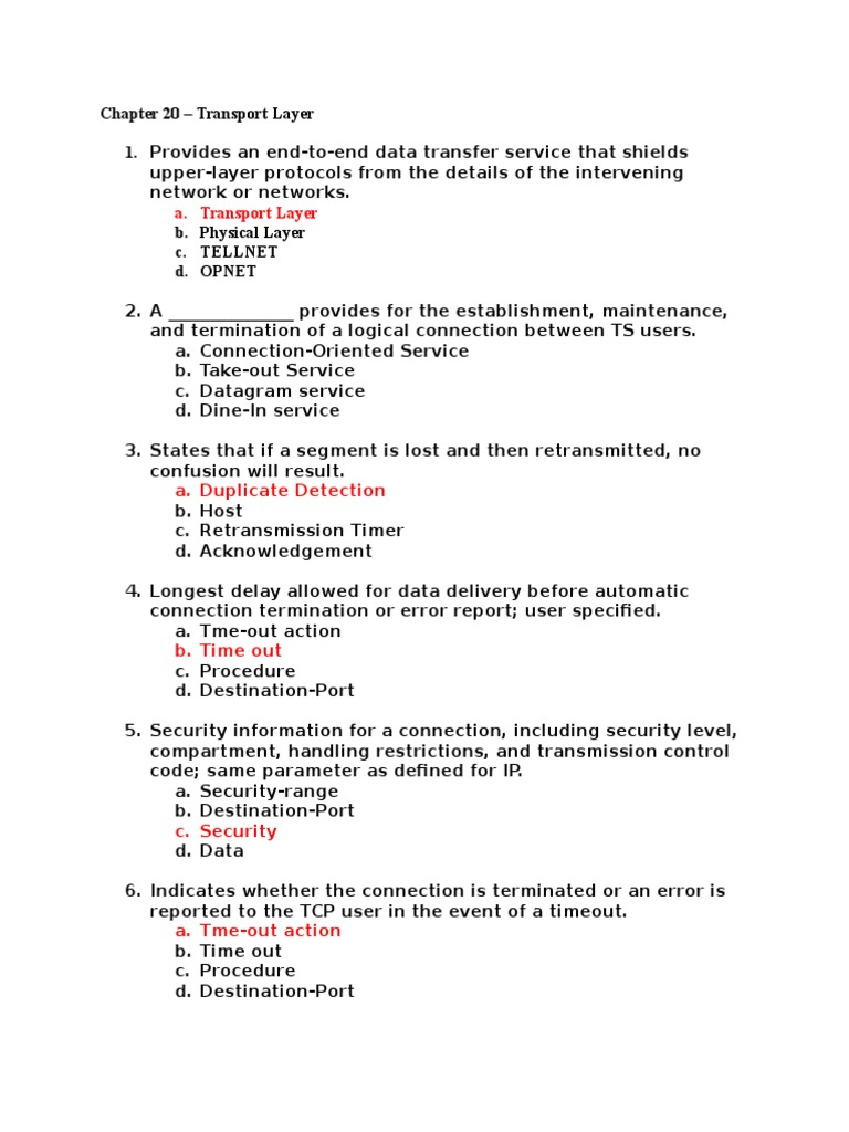 Data Comms. Transport Layer Chapter 20 | PDF | Transmission Control Protocol | Computer Network