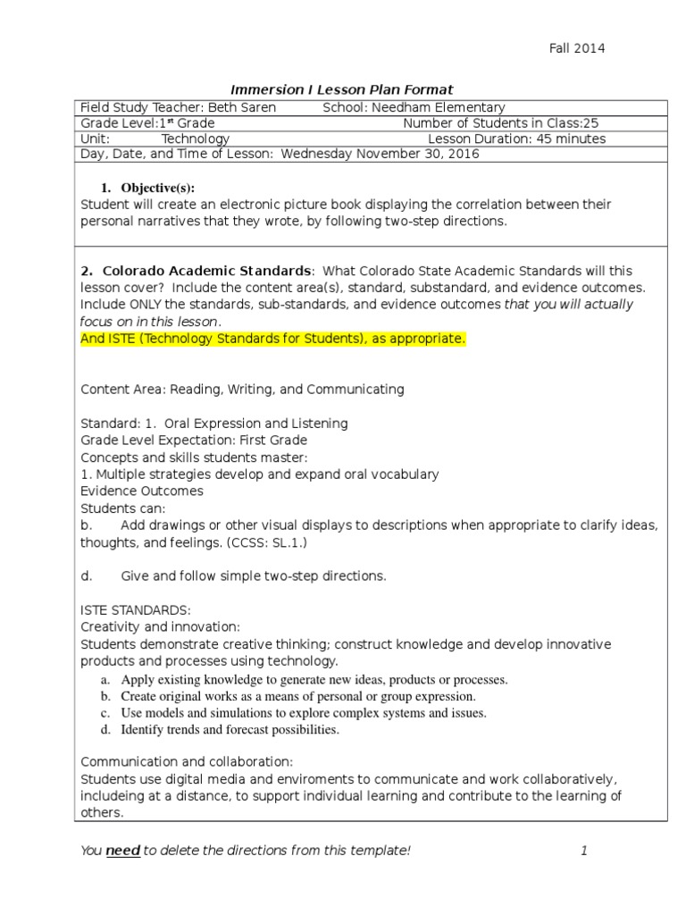 Technology Lesson Plan | PDF | Educational Assessment | Lesson Plan