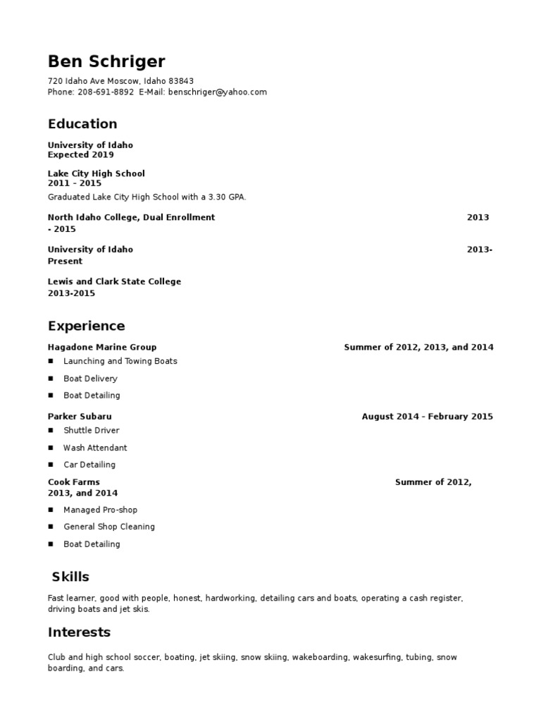 Ben Schriger's Resume Overview | PDF