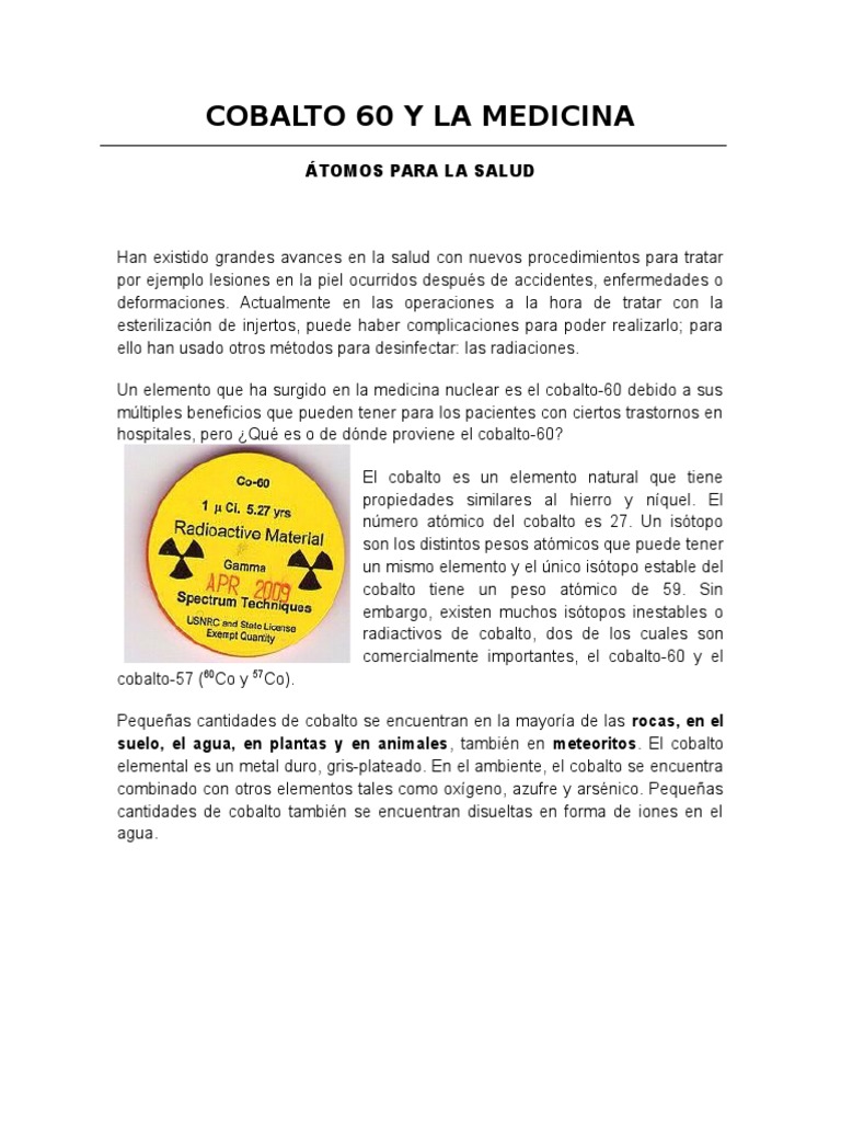 Cobalto 60 y La Medicina | Radiación ionizante | Cobalto