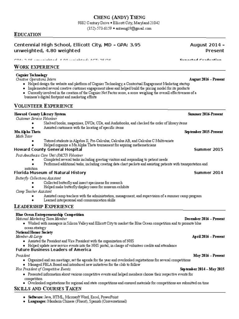 Andys Resume New | PDF