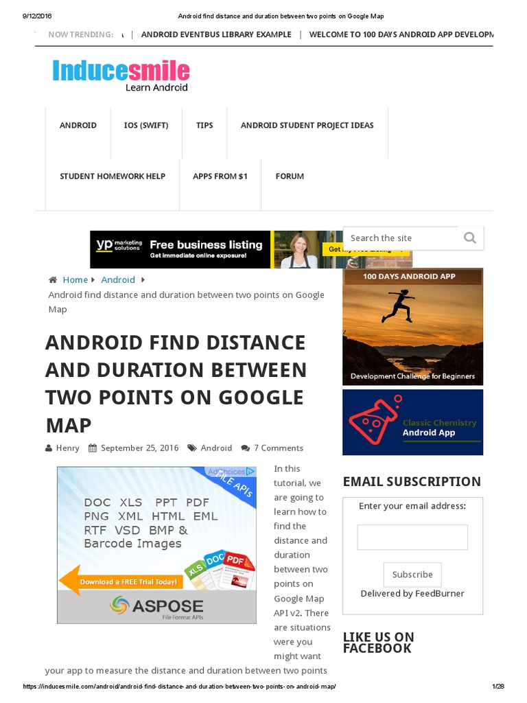 Android Find Distance and Duration Between Two Points On Google Map ...