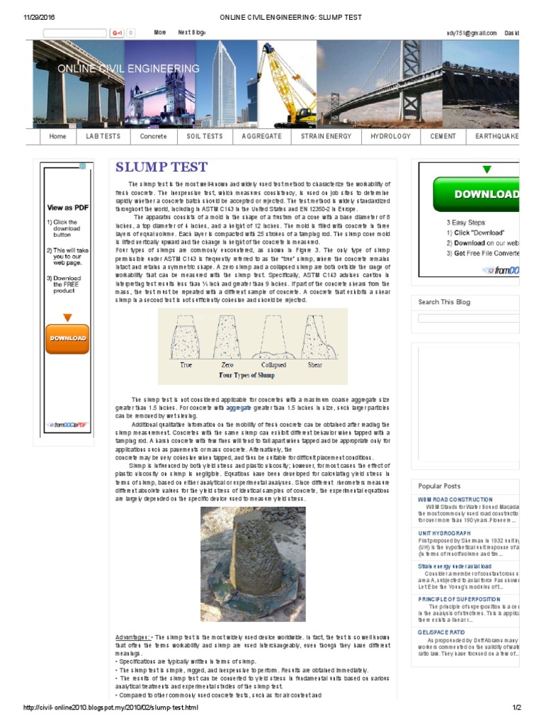 Online Civil Engineering - Slump Test | PDF | Concrete | Building ...