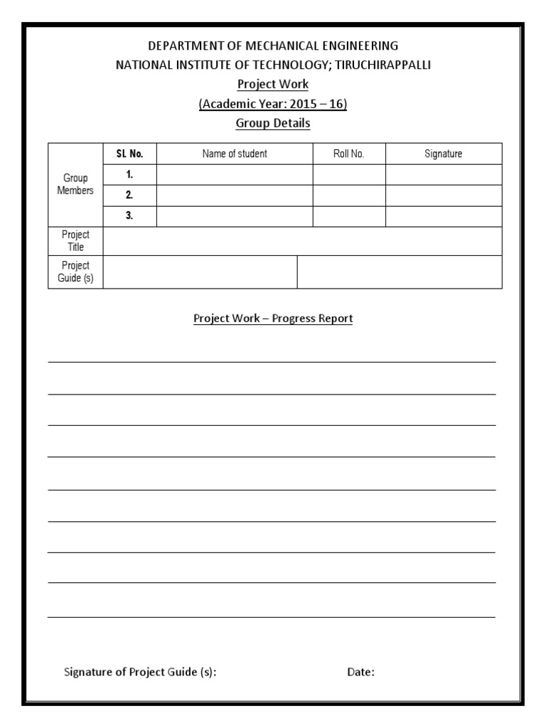 Project Work Form 2015 16 | PDF