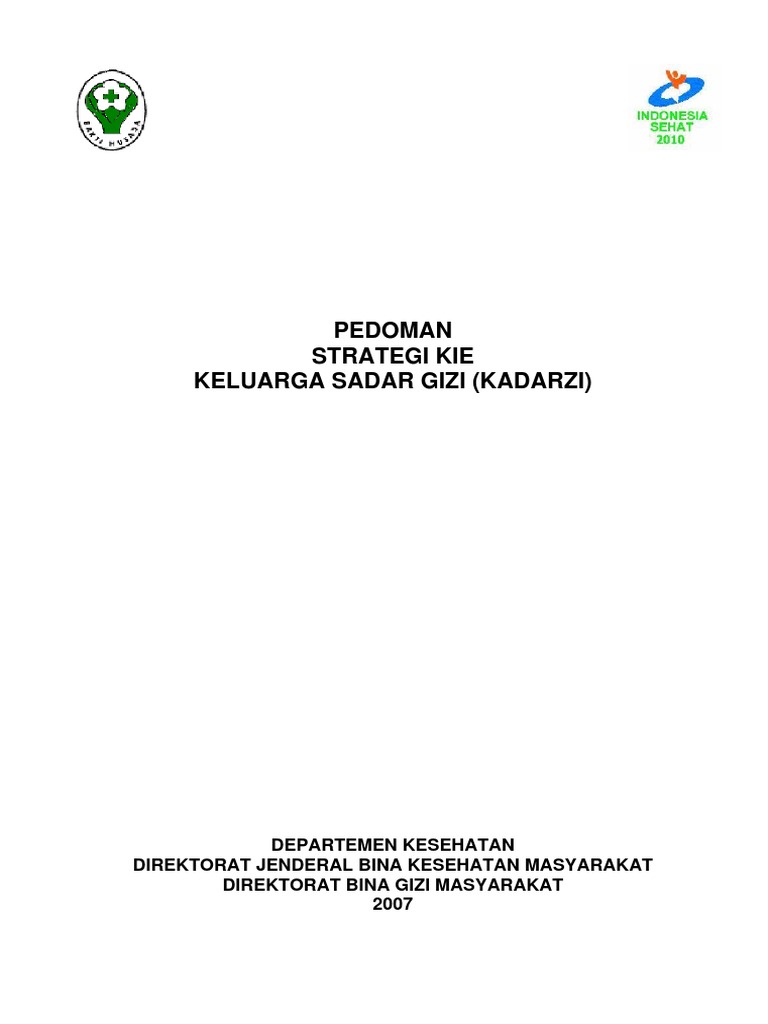 Pedoman Strategi Kie Keluarga Sadar Gizi (Kadarzi) | PDF