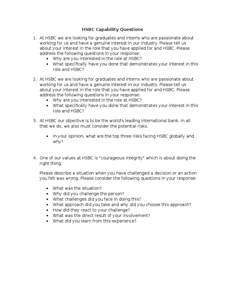 HSBC and RBS Application | PDF