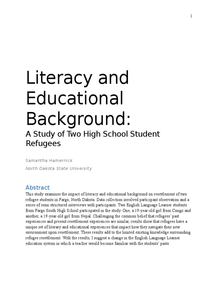 Capstone Project Paper | PDF | Literacy | Ethnography