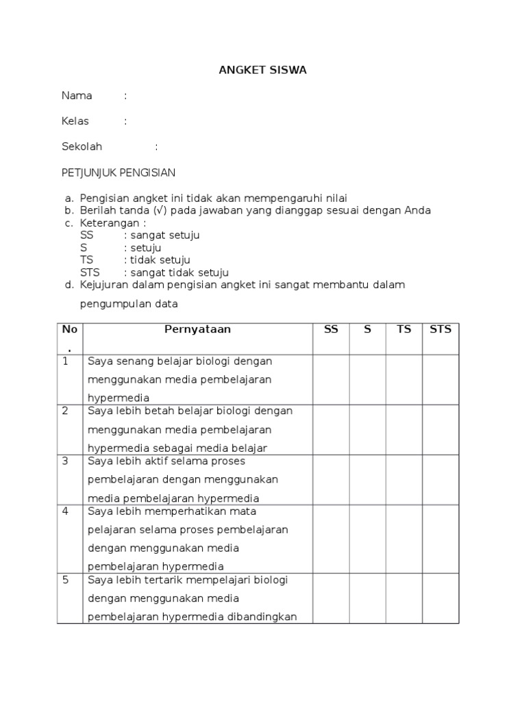 Angket Siswa | PDF