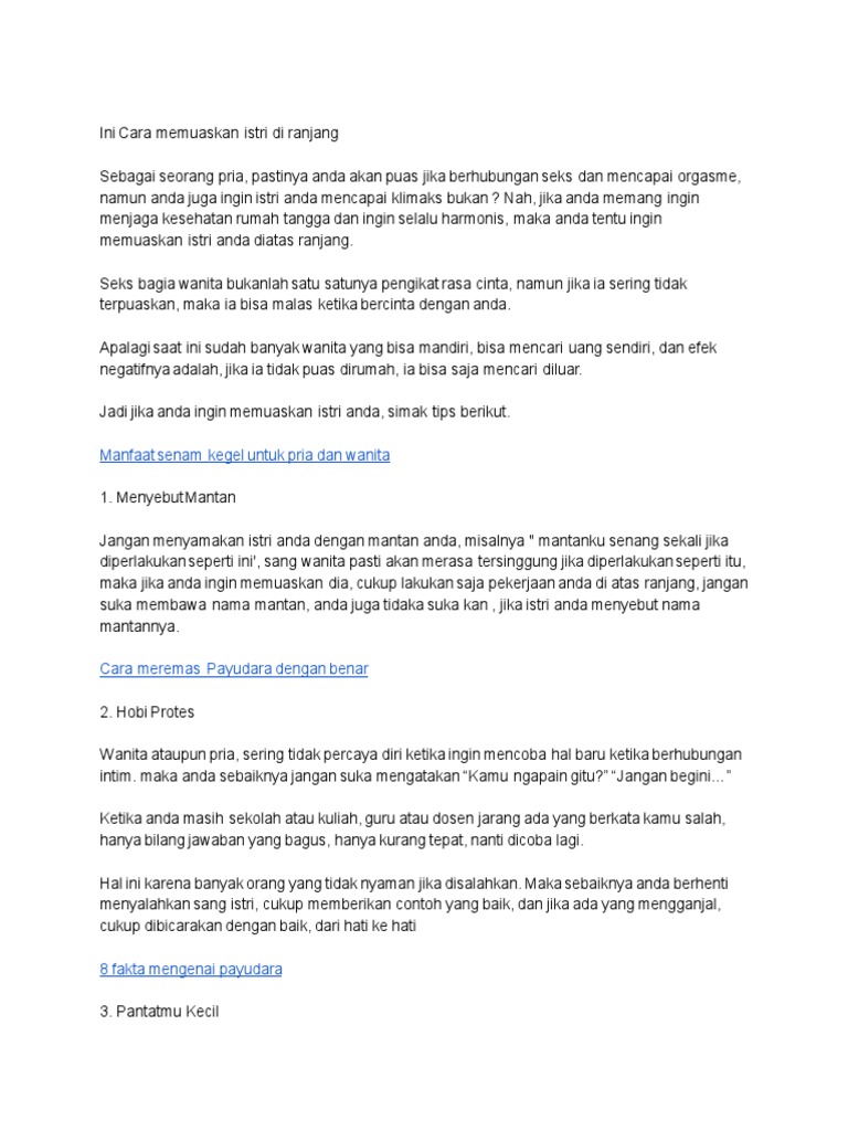 Ini Cara Memuaskan Istri Di Ranjang | PDF Ini Cara Memuaskan Istri Di Ranjang | PDF