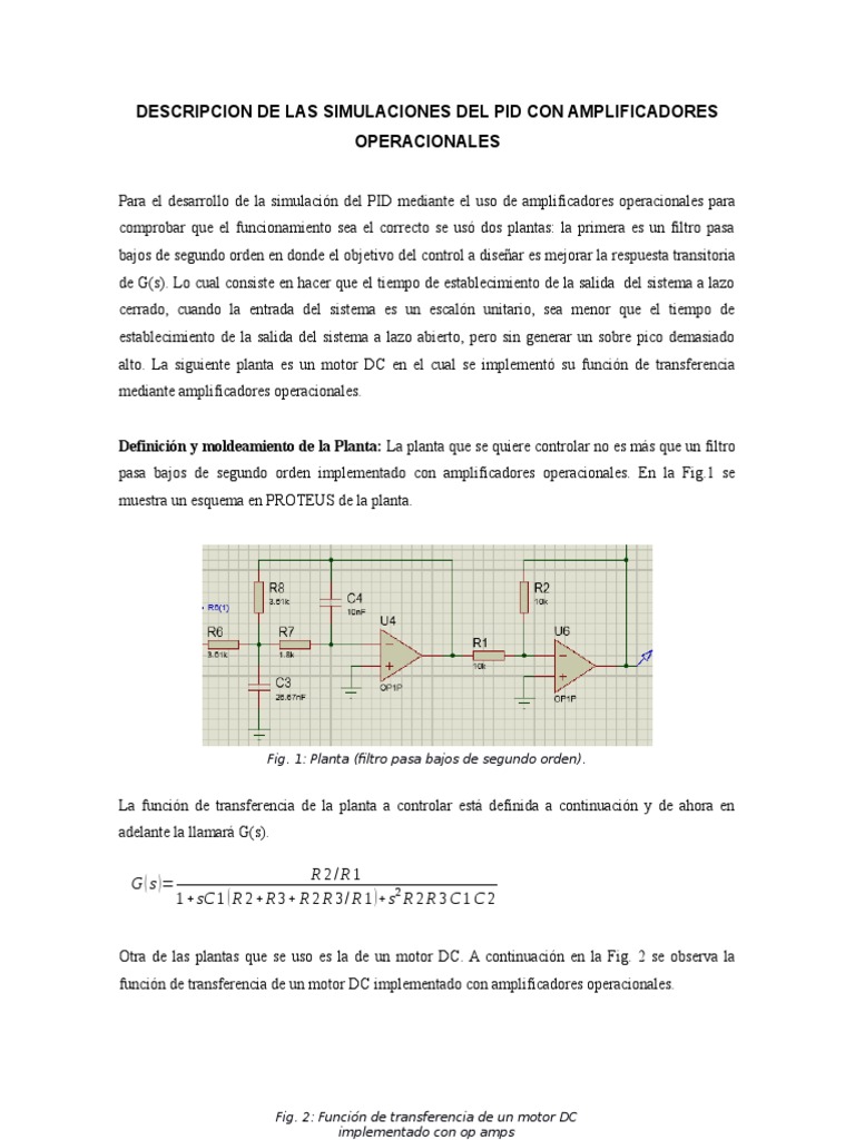 Descripcion Simulacion Pid | Descargar gratis PDF | Amplificador operacional | Matemáticas Aplicadas