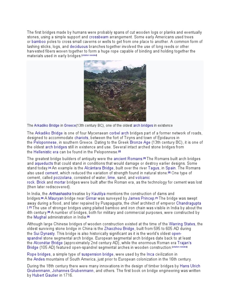 Arkadiko Bridge Greece Arch Bridges: The in (13th Century BC), One of ...