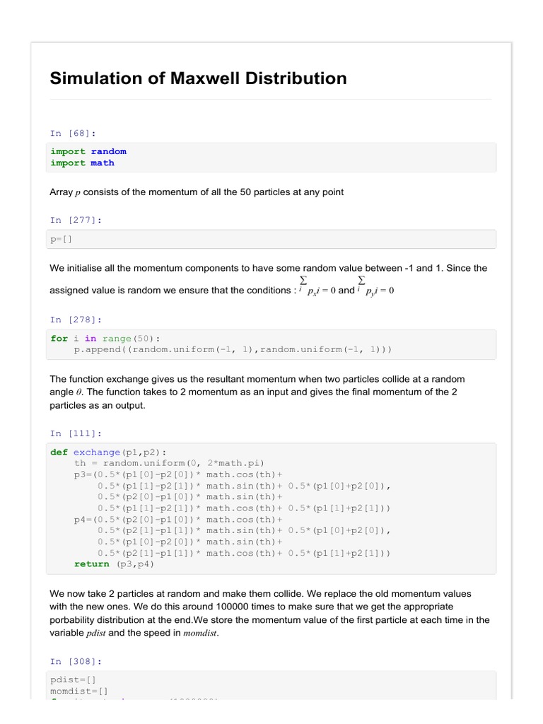Maxwell Distribution Simulation | PDF | Collision | Applied Mathematics