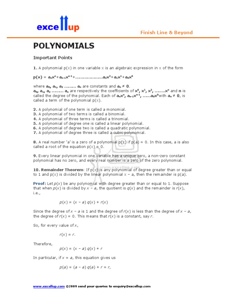 9 Math Polynomials | PDF | Polynomial | Algebra