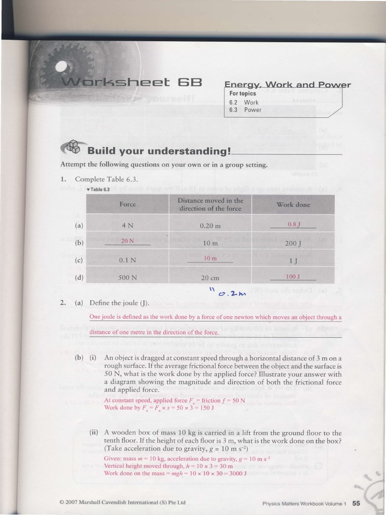 Worksheet - 6B Energgy Work Power2 | PDF | Power Station | Physical ...