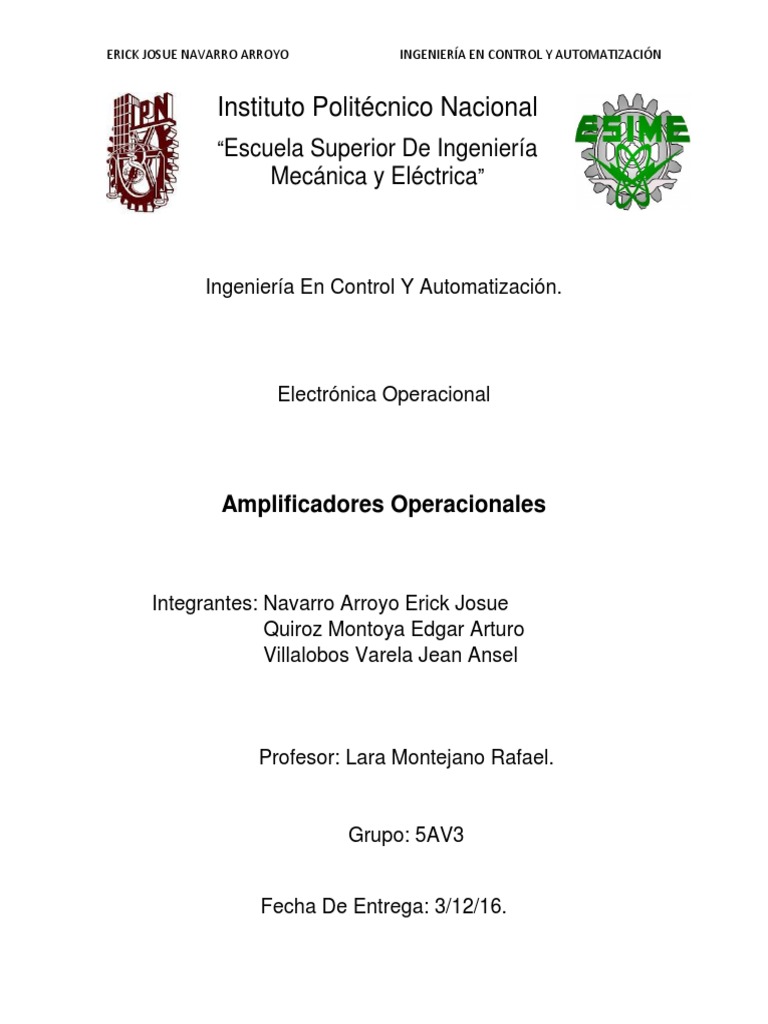 Amplificadores Operacionales (Sumador, Restador, Inversor, No Inversor ...