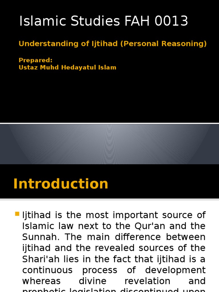 Understanding of Ijtihad (Personal Reasoning) | PDF | Islamic ...