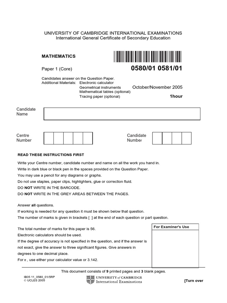 (WWW - Entrance-Exam - Net) - IGCSE Sample Paper 4 | PDF | Significant ...