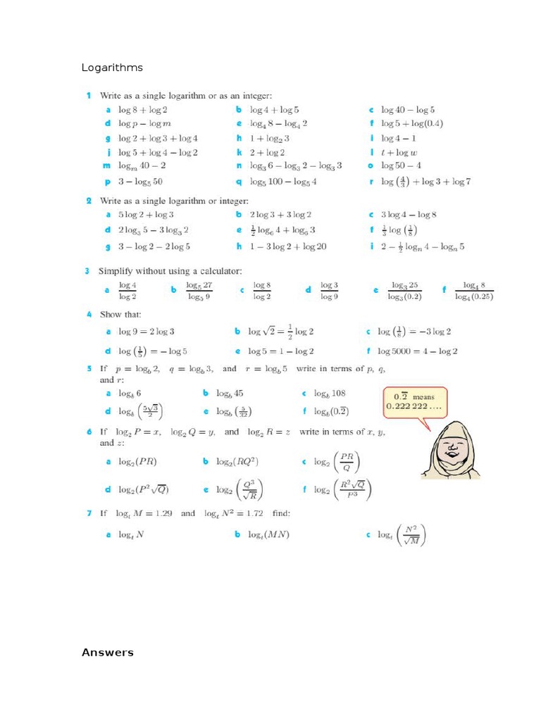 Logarithms: Answers | PDF