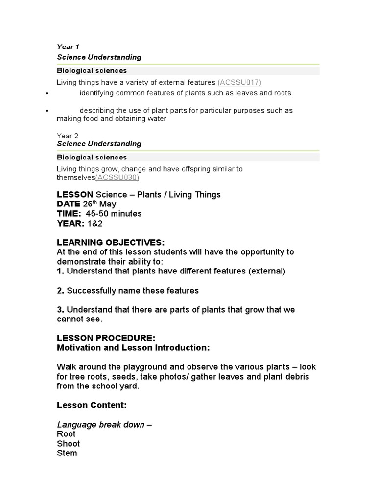 Science - Plants Introductory Lesson | PDF | Foreign Language Studies ...