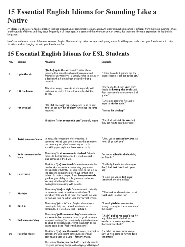 15 Essential English Idioms For Sounding Like A Native - Fluent ...