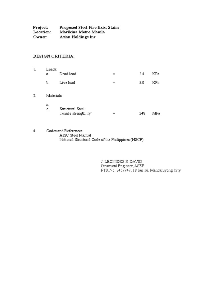 Design Criteria - Fire Exit | PDF