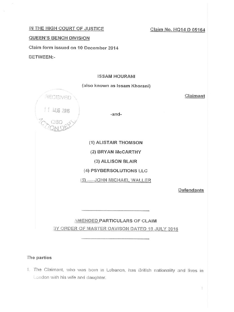 Issam Hourani Claim Documents | PDF