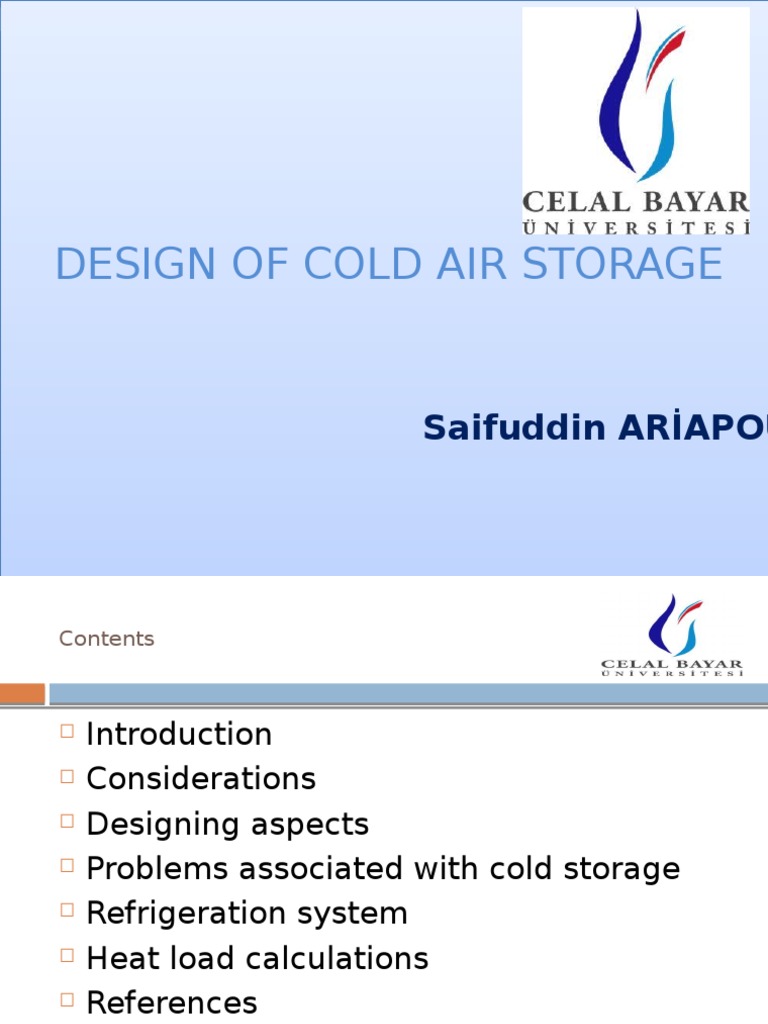 Design of Cold Storage | PDF | Refrigeration | Refrigerator