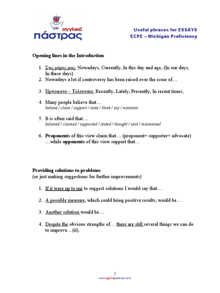 02 Ecpe Essays Useful Phrases | PDF