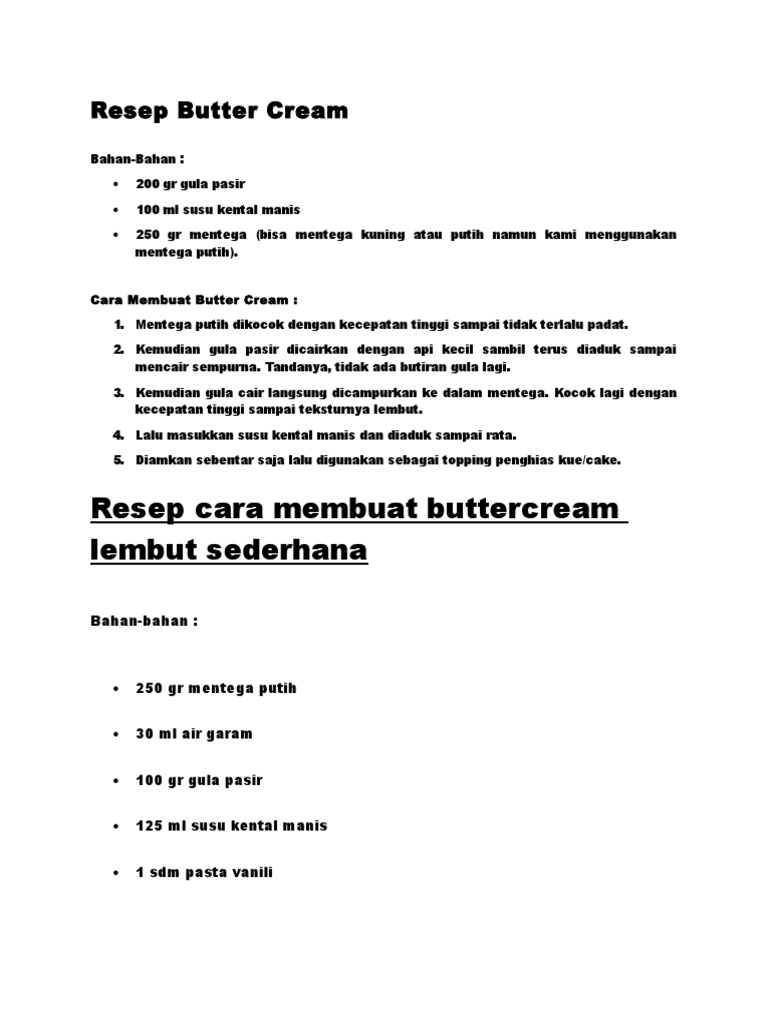 Resep Butter Cream | PDF