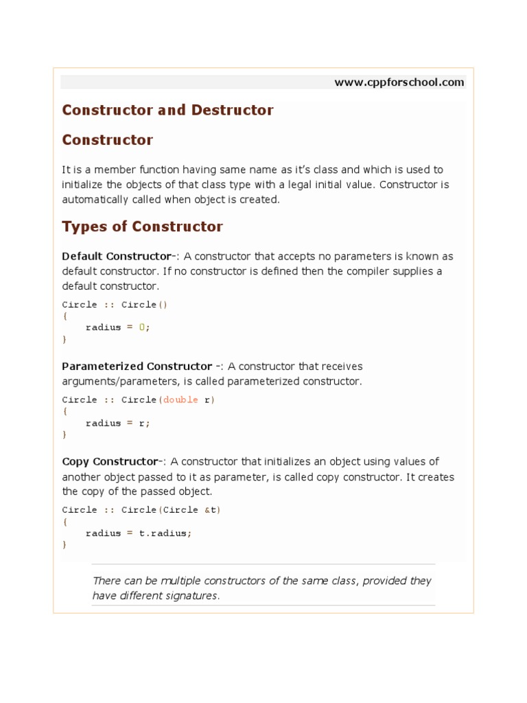 Chapter19 Constructor and Destructor | PDF