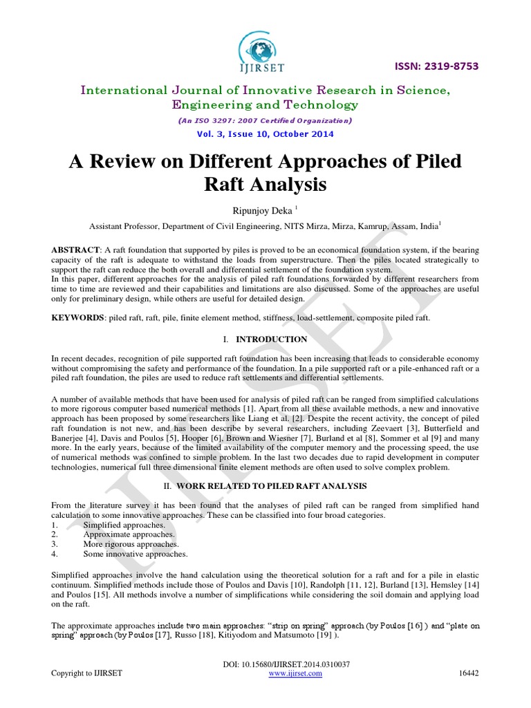 A Review On Different Approaches of Piled Raft Analysis | PDF ...