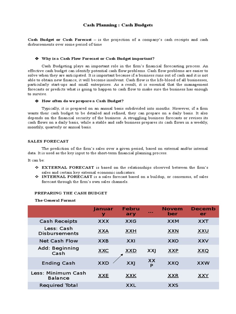Cash Planning | PDF | Forecasting | Business