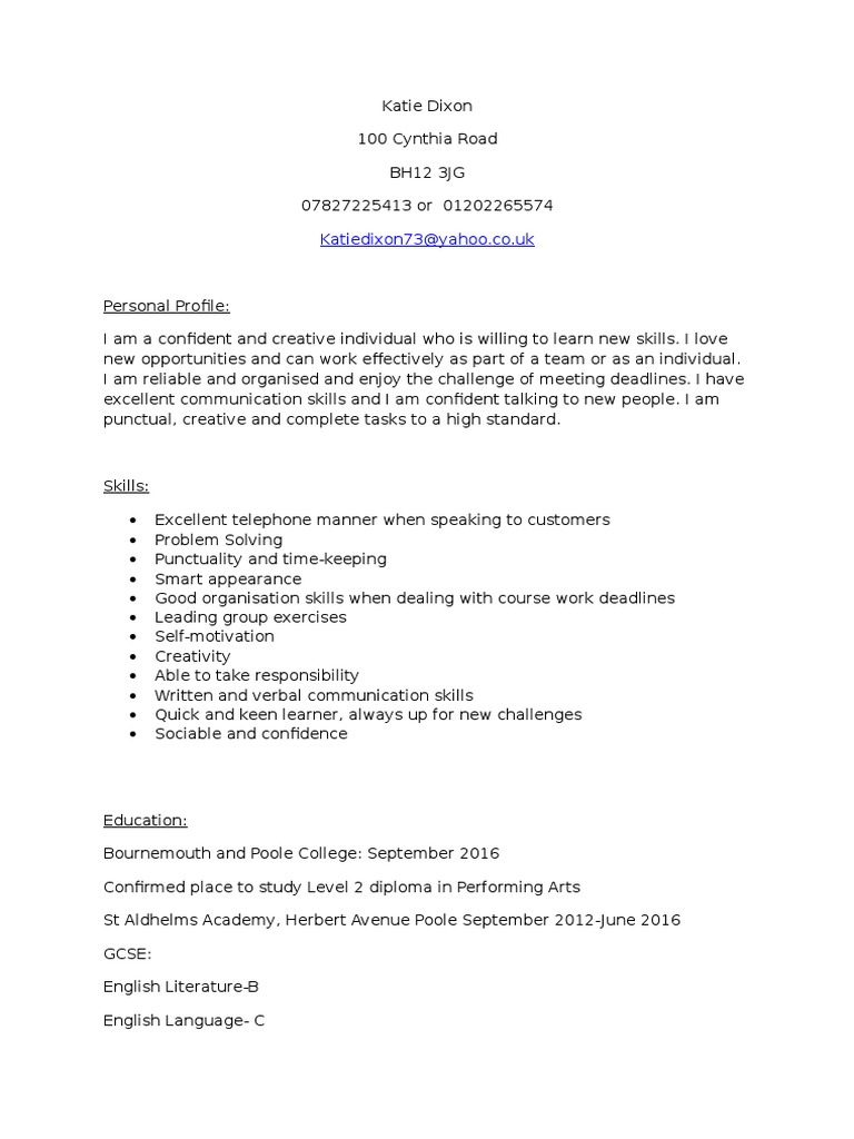 Katie Dixon CV | PDF