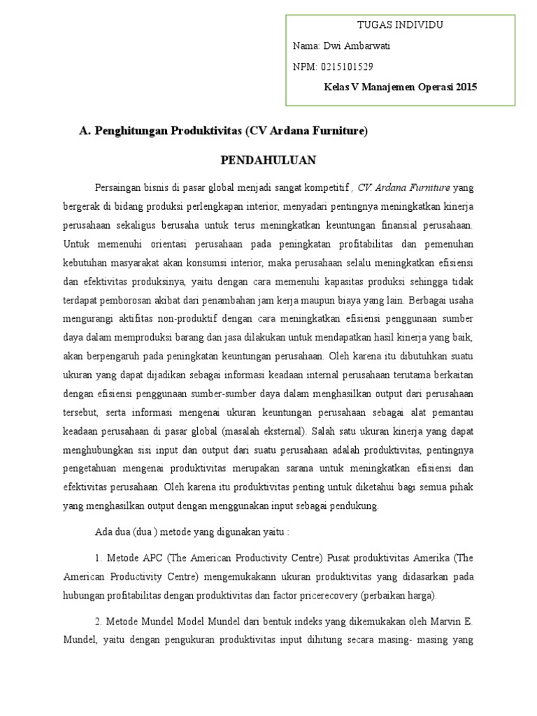 Tugas Mo Produktivitas | PDF
