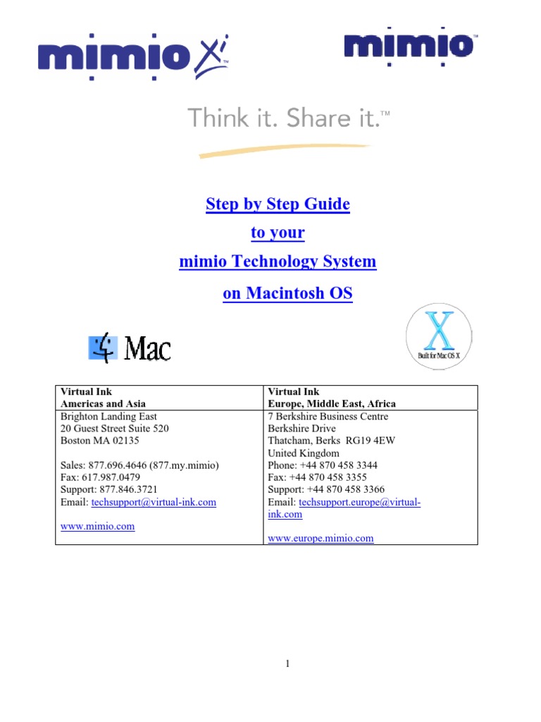 Step by Step Guide To Your Mimio Technology System On Macintosh OS ...
