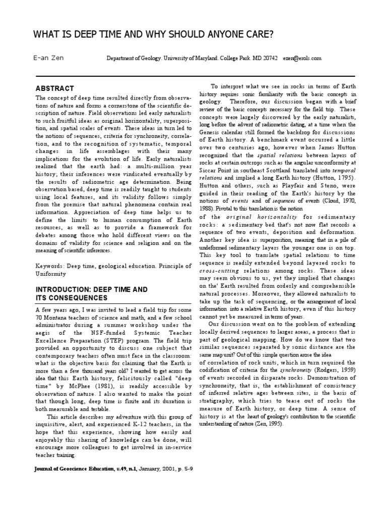 What Is Deep Time and Why Should Anyone Care?: E-An Zen | PDF ...