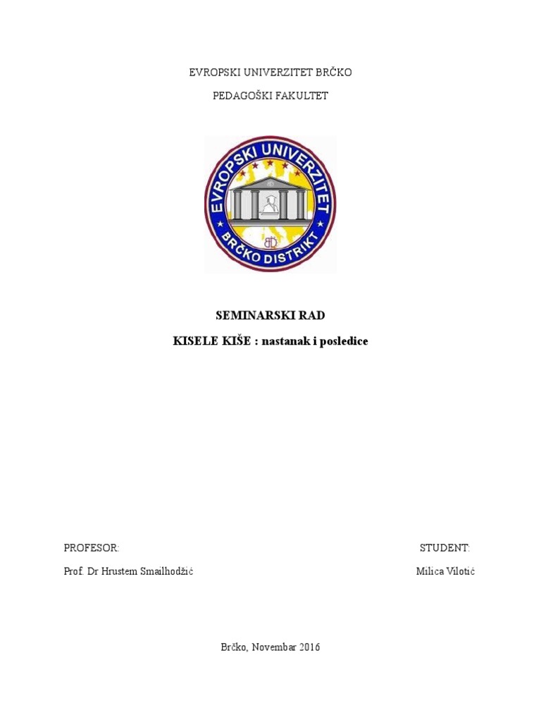 Kisele Kise Seminarski