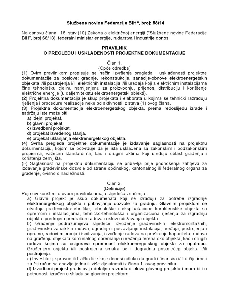 Pravilnik o Projektnoj Dokumentaciji | PDF