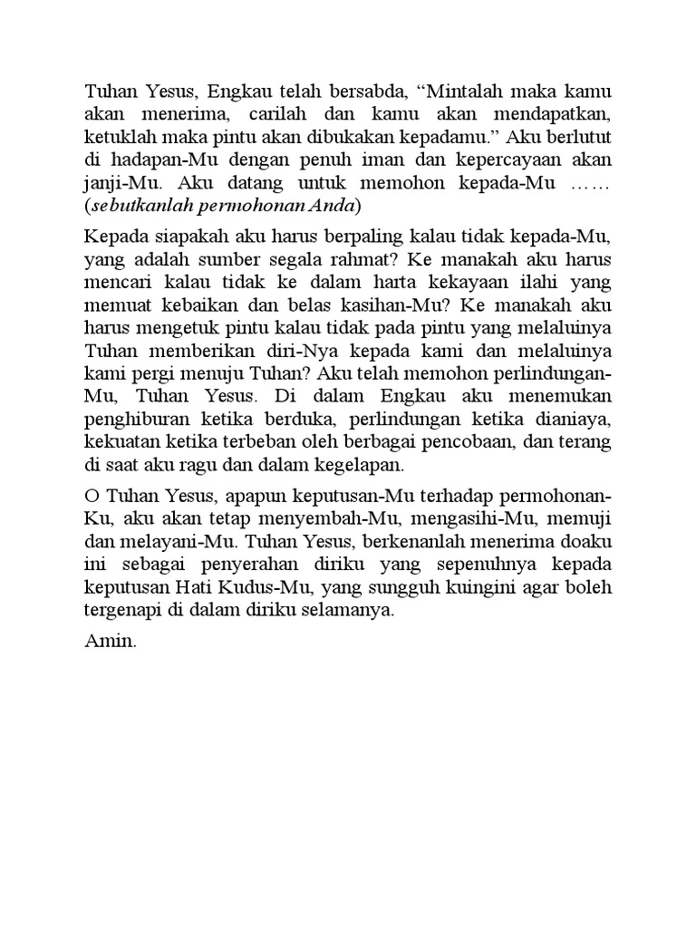 Doa Permohonan Katolik Kepada Tuhan Yesus | PDF | Agama & Spiritualitas