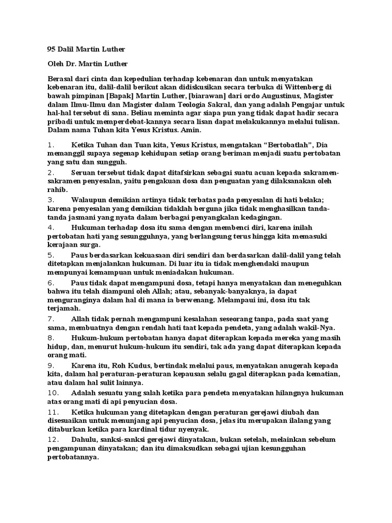 95 Dalil Martin Luther | PDF