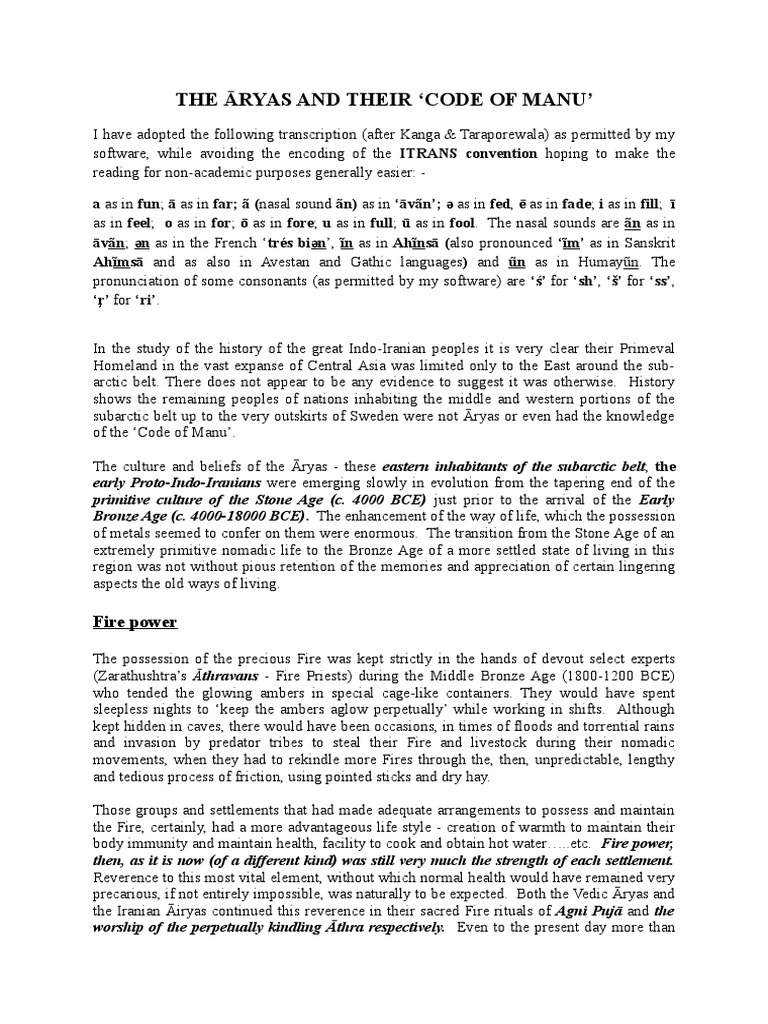 ZZ-20 The Aryas and The Code of Manu | PDF | Zoroastrianism | Religion ...