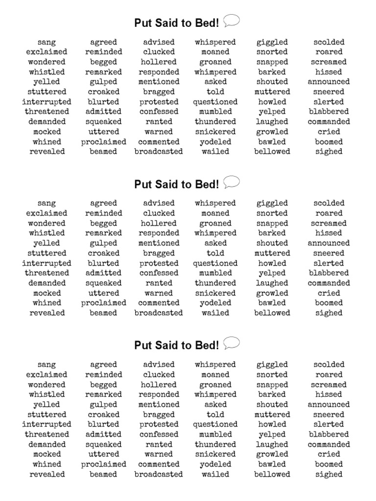 Put Said To Bed! (4th Grade) | PDF