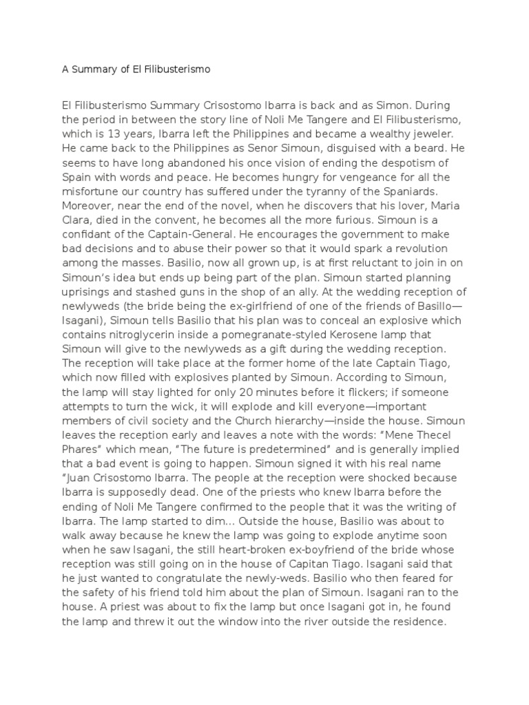 A Summary of El Filibusterismo | Novels