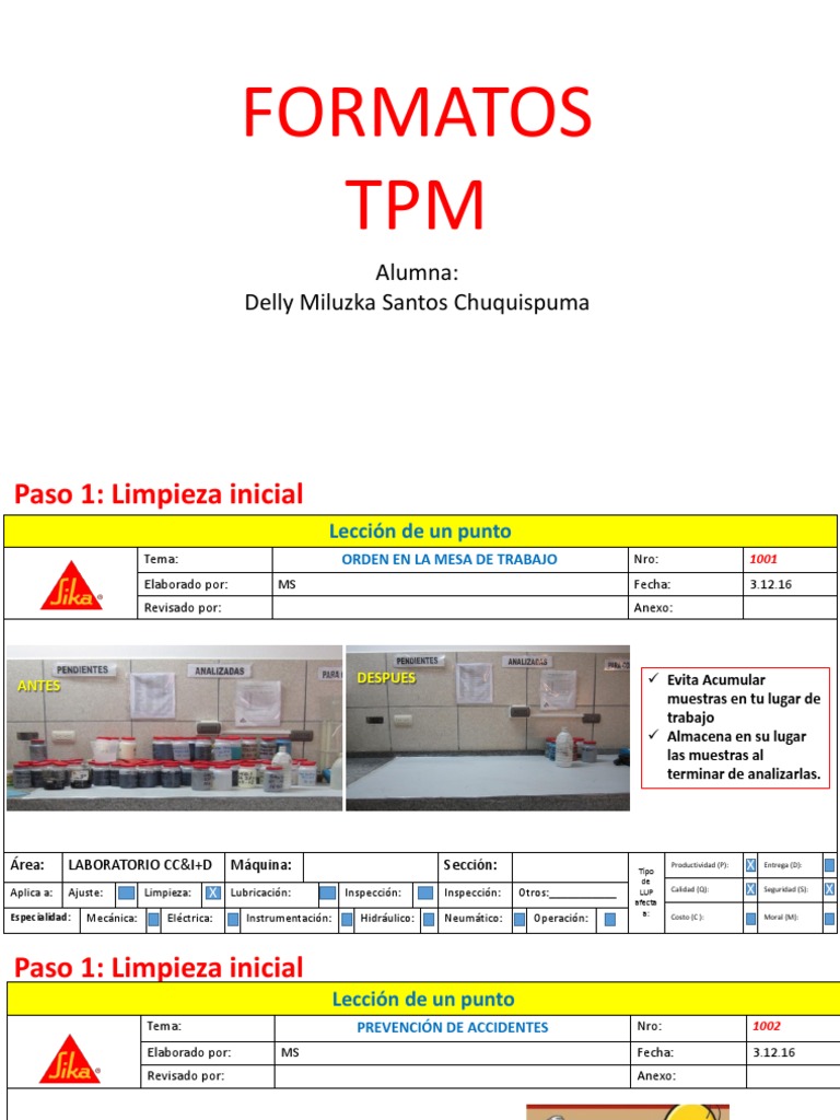 Formatos de TPM LUP, Estandarizacion y Kaizen | Inventario | Laboratorios