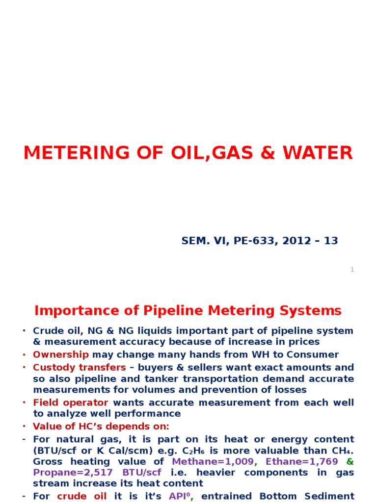 Metering of Oil, Gas & Water | PDF | Flow Measurement | Natural Gas