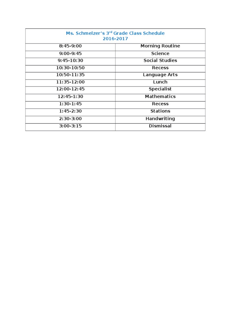 Learning and Teaching Processes - Weebly Class Schedule | PDF