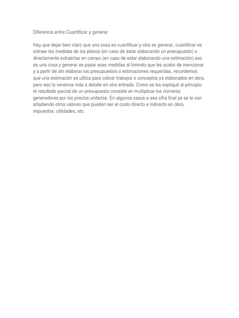Diferencia Entre Cuantificar y Generar